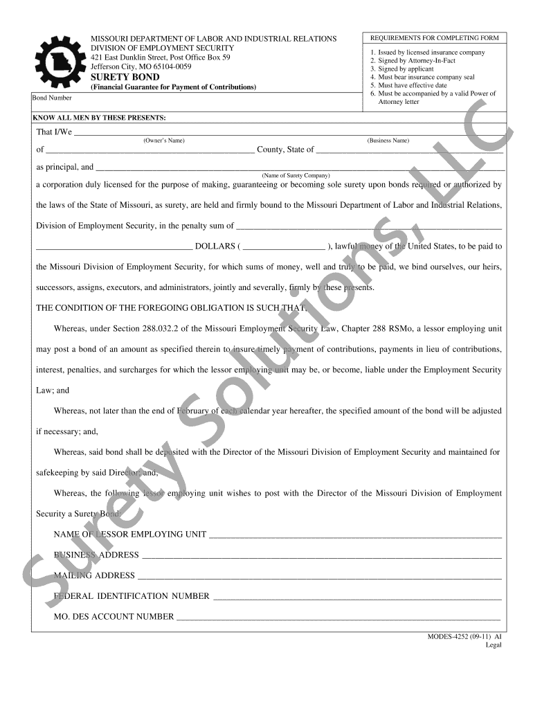 Fillable Online surety bond - Surety Solutions Fax Email Print - pdfFiller