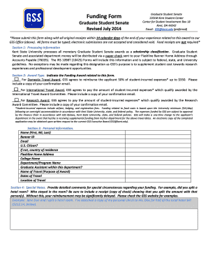 Fillable Online Graduate Student Senate Revised July 2014 Email: GSS ...