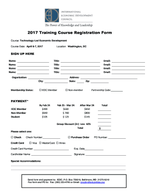 Fillable Online iedconline 2017 Training Course Registration Form Fax ...