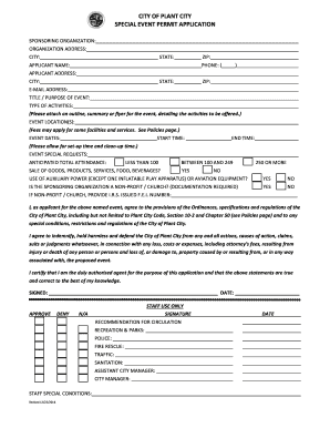 Fillable Online Special Event Permit Application form - Plant City Fax ...