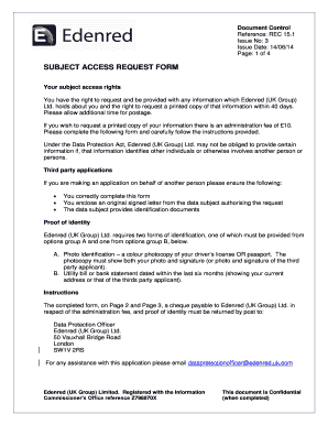 Fillable Online SUBJECT ACCESS REQUEST FORM - edenred.uk.com Fax Email ...
