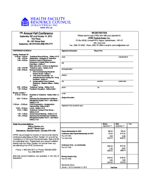 Fillable Online hfrc Annual Fall Conference REGISTRATION - hfrc.ca Fax ...