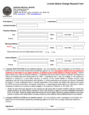 Fillable Online azmd License Status Change Request Form - Arizona ...