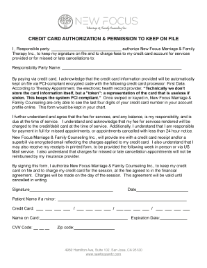 Fillable Online credit card authorization & permission to keep on file ...