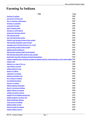 Fillable Online Farming In Indiana. farming in indiana Fax Email Print ...