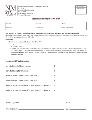Fillable Online fa nmsu Estimated Tax Information Form - fa.nmsu.edu Fax Email Print - pdfFiller