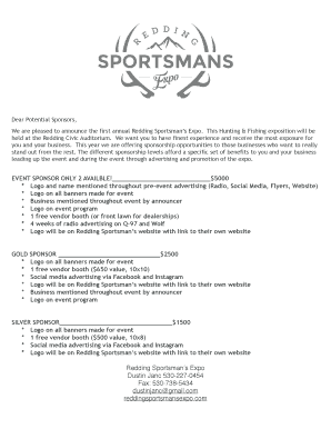 Fillable Online Dear Potential Sponsors, We are pleased to announce the ...