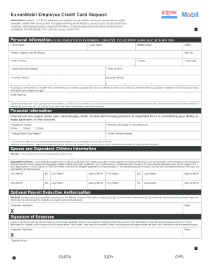 Fillable Online ExxonMobil Employee Credit Card Request Fax Email Print ...