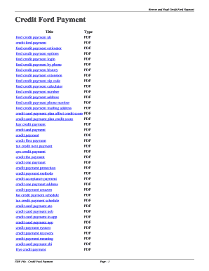 Fillable Online Credit Ford Payment. credit ford payment Fax Email ...
