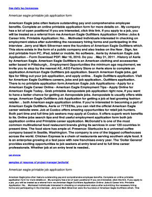 Fillable Online American eagle printable job application form Fax Email Print - pdfFiller