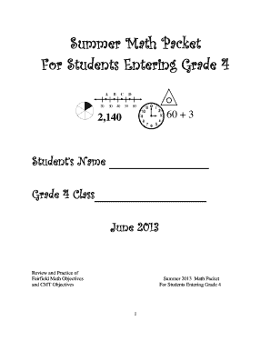 Fillable Online Summer Math Packet For Students Entering Grade 4 Fax ...