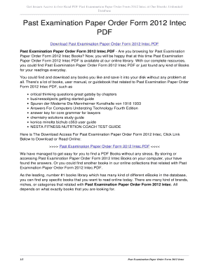 Fillable Online fmpstore haasconstruction Past Examination Paper Order Form 2012 Intec PDF. past ...