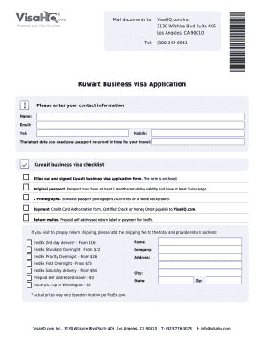 Fillable Online Kuwait Visa Application for Citizens of United States ...