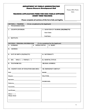Fillable Online gov application for training of public officers form ...