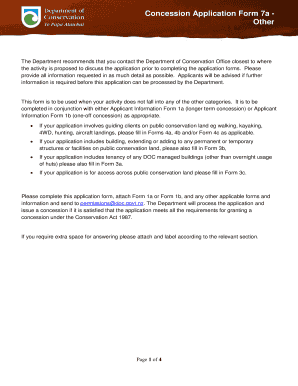 Fillable Online Concession Application Form 7a Other Fax Email Print ...