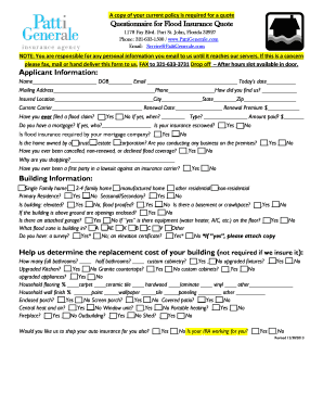 Fillable Online Flood Insurance Form - The Canopy Agency Fax Email ...