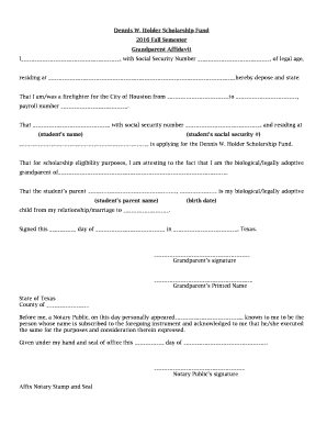 Fillable Online holderscholarship 4-2016 DWHSF GP Affidavit Fill ...