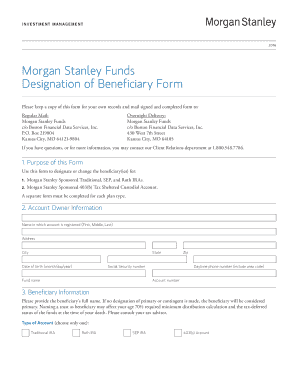 Fillable Online Morgan Stanley Funds Designation of Beneficiary Form ...