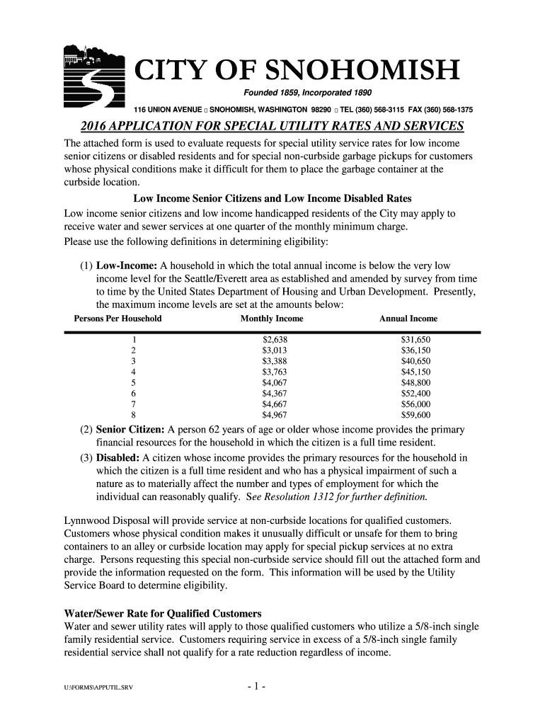 Fillable Online Low Income Application - Snohomish Fax Email Print ...