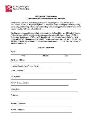 Fillable Online aps 2011 Questionnaire for Board Candidates.pdf ...