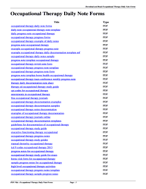 Fillable Online flatsome Occupational Therapy Daily Note Forms ...