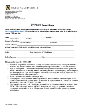 Fillable Online hofstra STEM OPT Request Form - Hofstra University ...