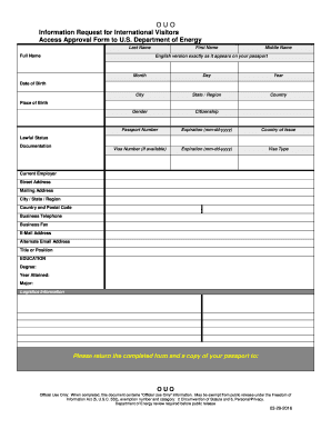 Fillable Online emcbc doe Information Request for International ...