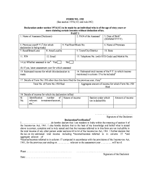 Fillable Online india tmb FORM NO. 15H Declaration under section 197A ...