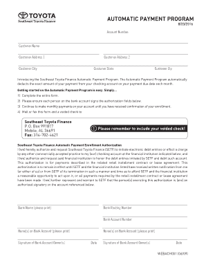 Fillable Online Automatic Payment Program - setf.com Fax Email Print ...
