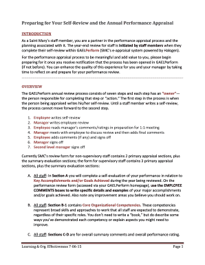 Fillable Online Preparing for Your Self-Review and the Annual ...