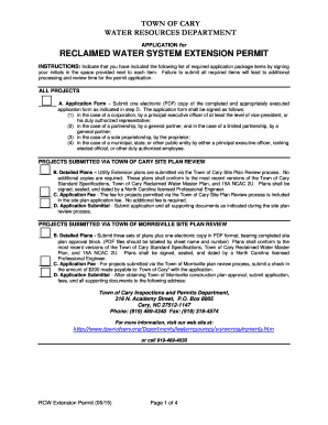 Fillable Online townofcary Reclaimed Water Extension Permit Application ...