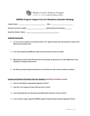 Fillable Online ucdenver MSMHA Program Progress Form for Mandatory ...