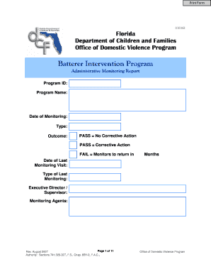 Fillable Online dcf state fl Batterer Intervention Program - Florida ...