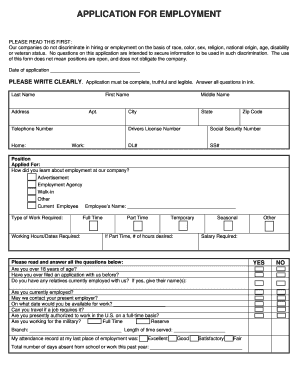 Fillable Online APPLICATION FOR EMPLOYMENT - CURRENT.doc Fax Email Print - pdfFiller