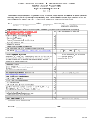 Fillable Online education ucsb TEP Application Progress Form 7.13 ...