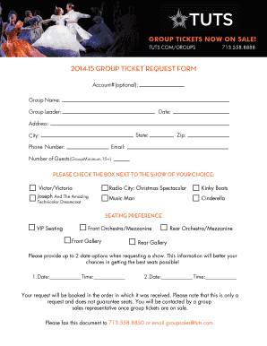 Fillable Online 2014-15 GROUP TICKET REQUEST FORM - Ponticlaro Fax ...