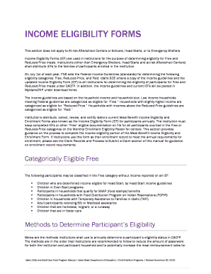 Fillable Online INCOME ELIGIBILITY FORMS Fax Email Print - pdfFiller
