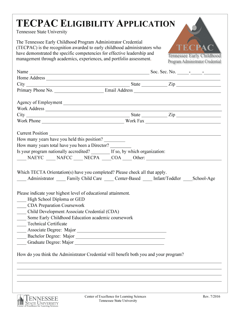 Fillable Online tecta TSU - TECPAC Eligibility Application.docx Fax ...
