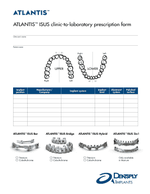 Fillable Online ATLANTIS ISUS clinic-to-laboratory prescription form ...