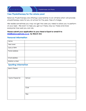 Fillable Online rangilife school Physiotherapy Sponsorship Application ...