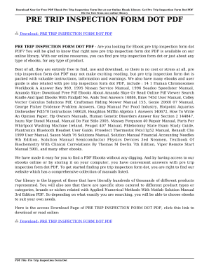 Fillable Online PRE TRIP INSPECTION FORM DOT PDF. PRE TRIP INSPECTION ...