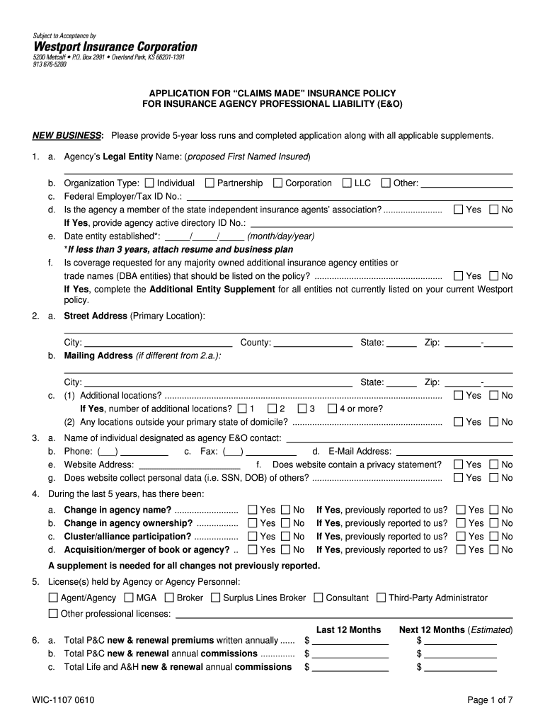 Fillable Online aiiab APPLICATION FOR CLAIMS MADE INSURANCE POLICY FOR ...