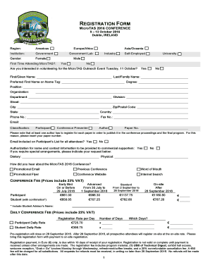 Fillable Online microtas2016 uTAS 16 Reg Form Fax Email Print - pdfFiller