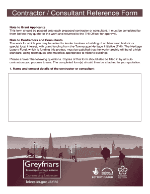 Fillable Online sourcederbyshire co Contractor / Consultant Reference ...