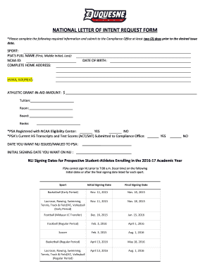 Fillable Online 2015-16 NLI Request Form Fax Email Print - pdfFiller