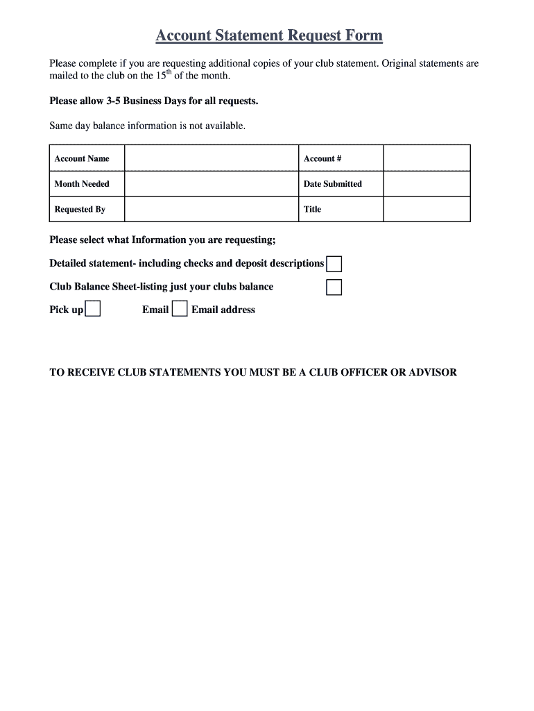 Fillable Online mansfield Account Statement Request Form Fax Email ...
