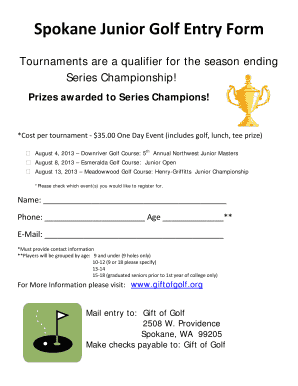 Fillable Online giftofgolf Spokane Junior Golf Entry Form - Gift of ...