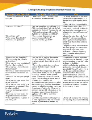 Fillable Online Appropriate/Inappropriate Interview Questions Fax Email ...