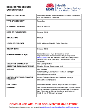 Fillable Online Clinical Handover: Implementation of ISBAR Framework ...
