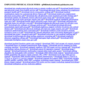 Fillable Online EMPLOYEE PHYSICAL EXAM FORM. EMPLOYEE PHYSICAL EXAM ...